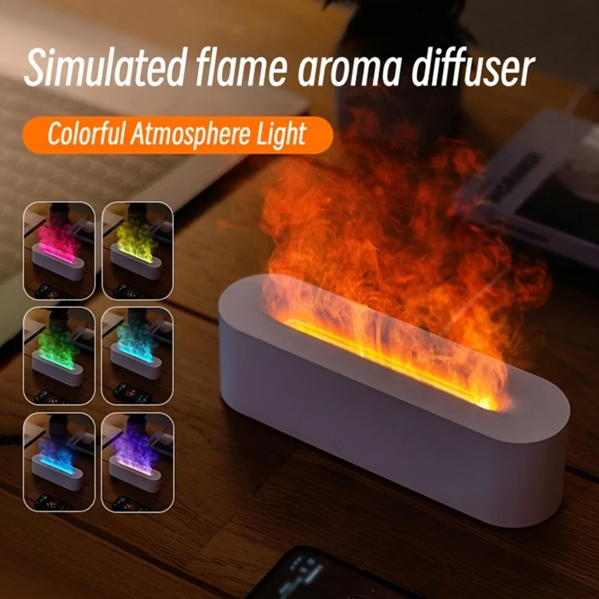 Flame Air Humidifier USB Ultrasonic Cool Mist Essential Oil Aroma ...