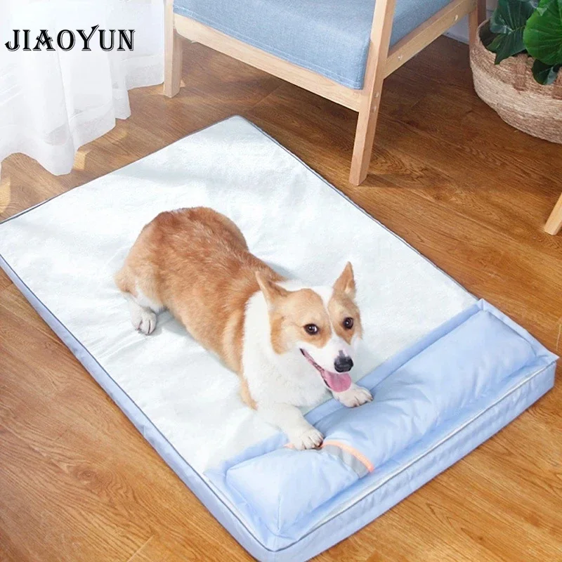 Summer-Cool-Dog-Bed-Memory-Foam-Dog-Mat-with-Pillow-Breathable ...