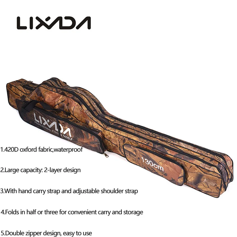 Lixada Fishing Bag Fishing Rod Carrier Oxford Fishing Pole Tools Storage Bag Case Fishing Gear ...