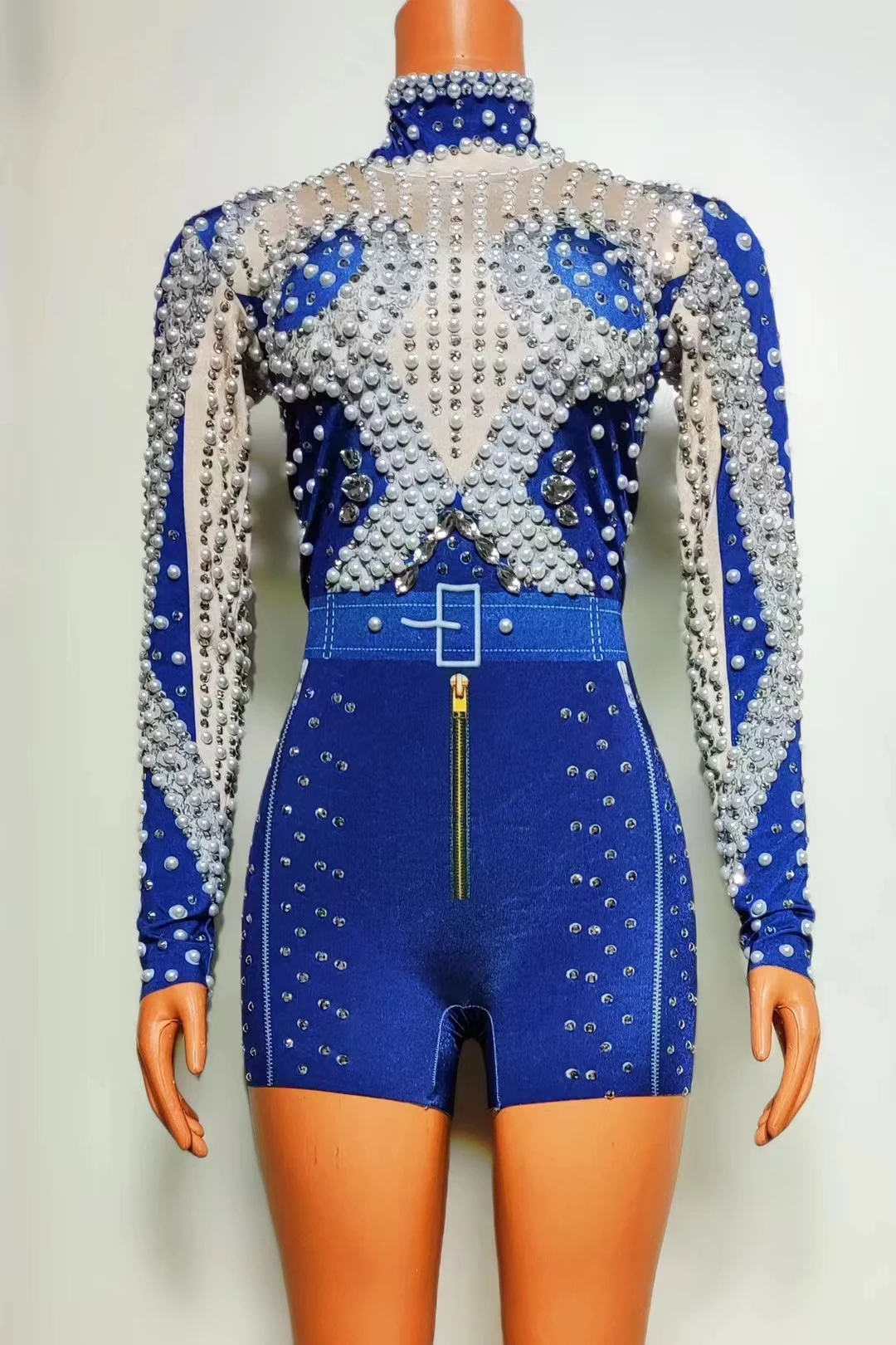 Pearl-Romper-For-Women-Stretch-Spandex-LonoSleeve-Dance-Drag-Queen ...