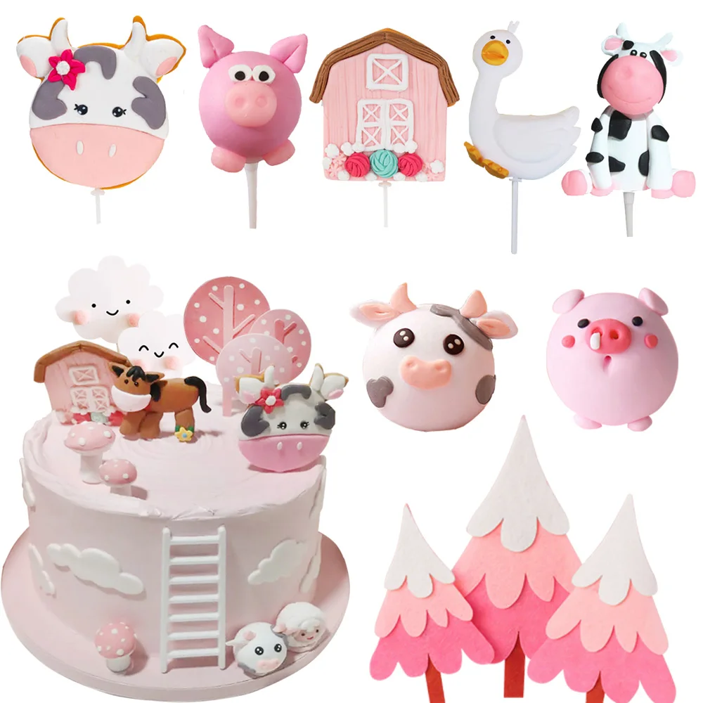 Farm-Animal-Cake-Topper-Birthday-Cake-Topper-Farm-Cow-Tree-Sheep-Kids ...