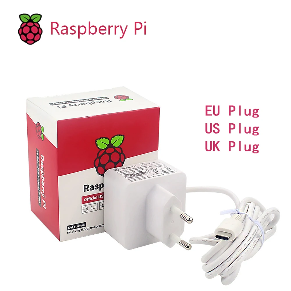 Raspberry-Pi-3-4-Official-Power-Supply-USB-C-Micro-USB-with-1-5M-Cable ...