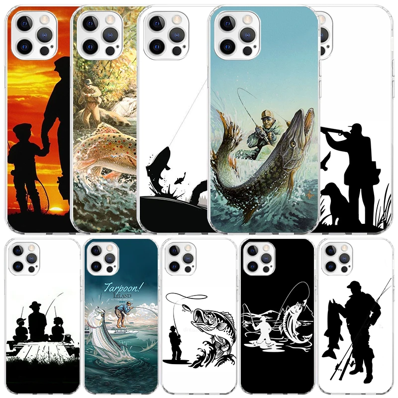 Hunting Fishing Man Silicon Call Phone Case for iPhone 17 16 16E 15 Pro ...