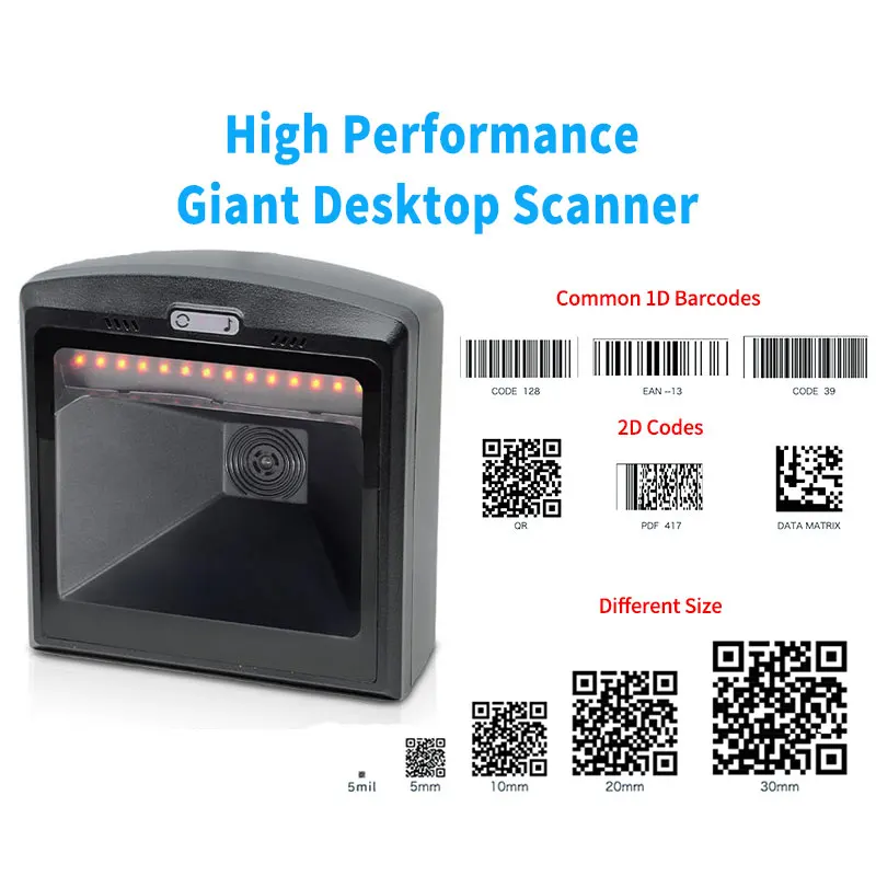 desktop Barcode scanner 2D all round automatic sensing data matrix ...
