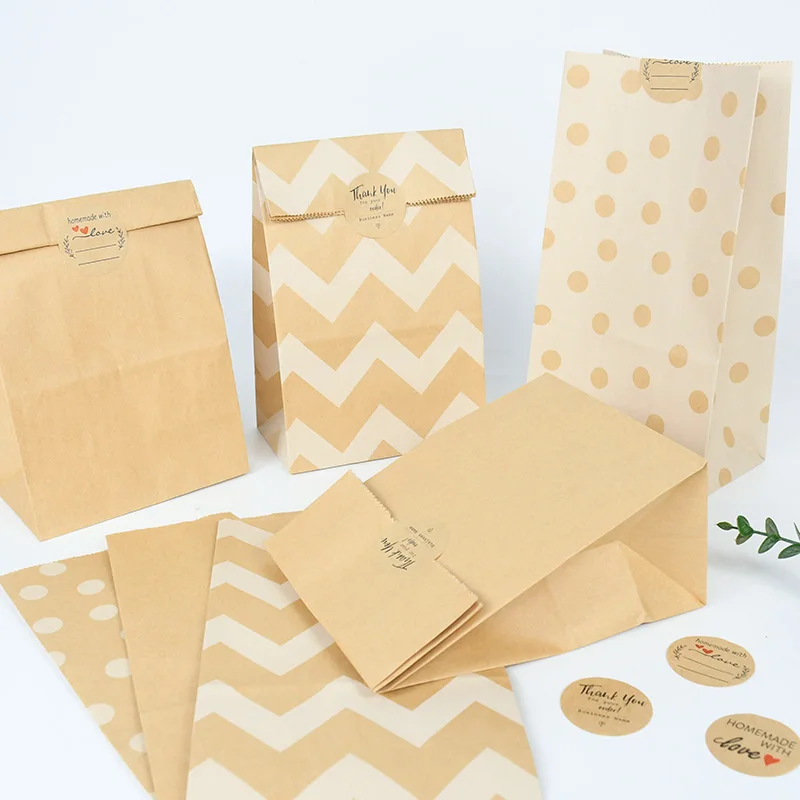 10-20Pcs-Striped-Spots-Gift-Bags-Kraft-Paper-Candy-Food-Cookie ...