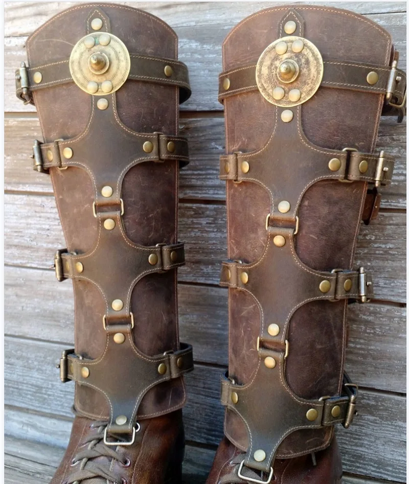 Medieval Renaissance Greaves Boots Shoes Cover Leather Leg Armor Larp ...