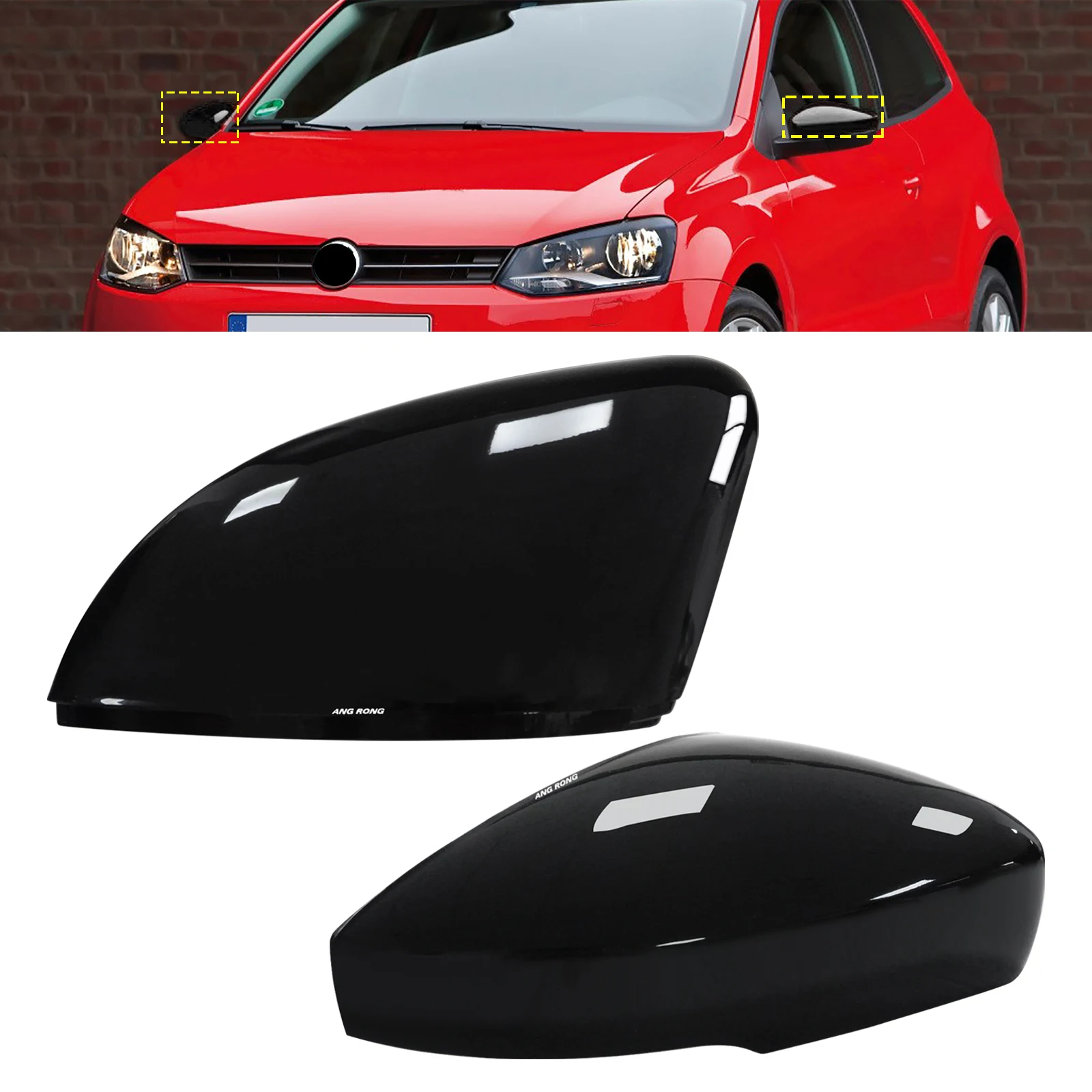 For-VW-Polo-6R-2009-2018-UP-2016-Onwards-Gloss-Black-Wing-Door-Mirror ...