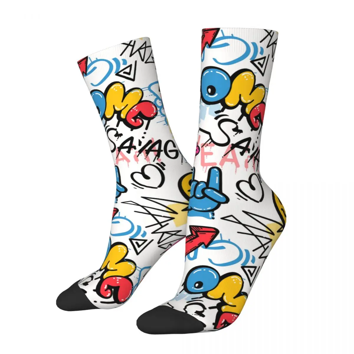 Funny-Men-s-Socks-Street-Wall-Graffiti-Vintage-Graffiti-Art-Pattern-Harajuku-Novelty-Crew-Sock ...