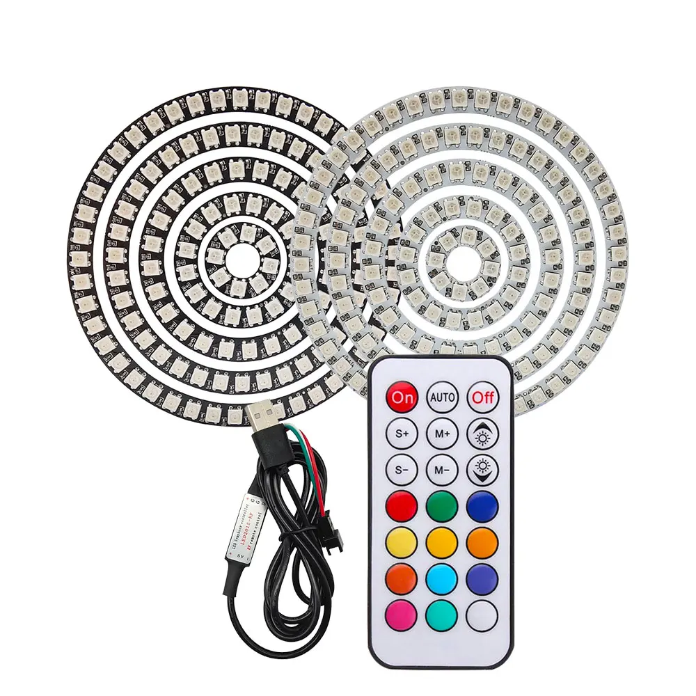 WS2812B LED PixeI 링 + USB 21Key 컨트롤러 키트, SMD 5050 RGB, WS2812 IC 개별적으로 ...
