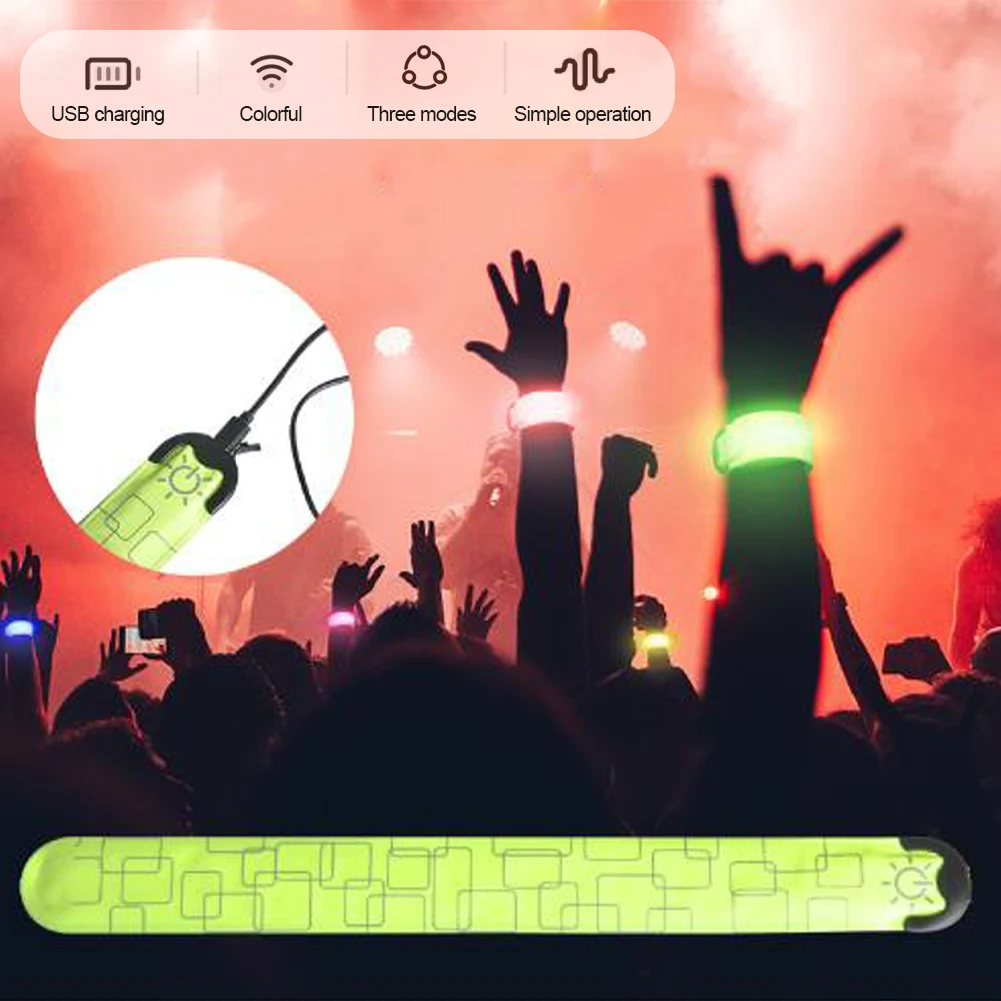 Party-Cheering-Prop-Portable-Luminous-Armband-USB-Charging-LED-Wrist ...