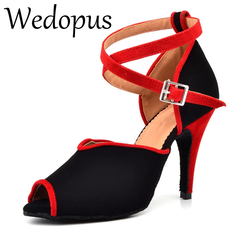 Wedopus Latin Dance Shoes Woman Red Black Ladies Shoes Dance Salsa ...