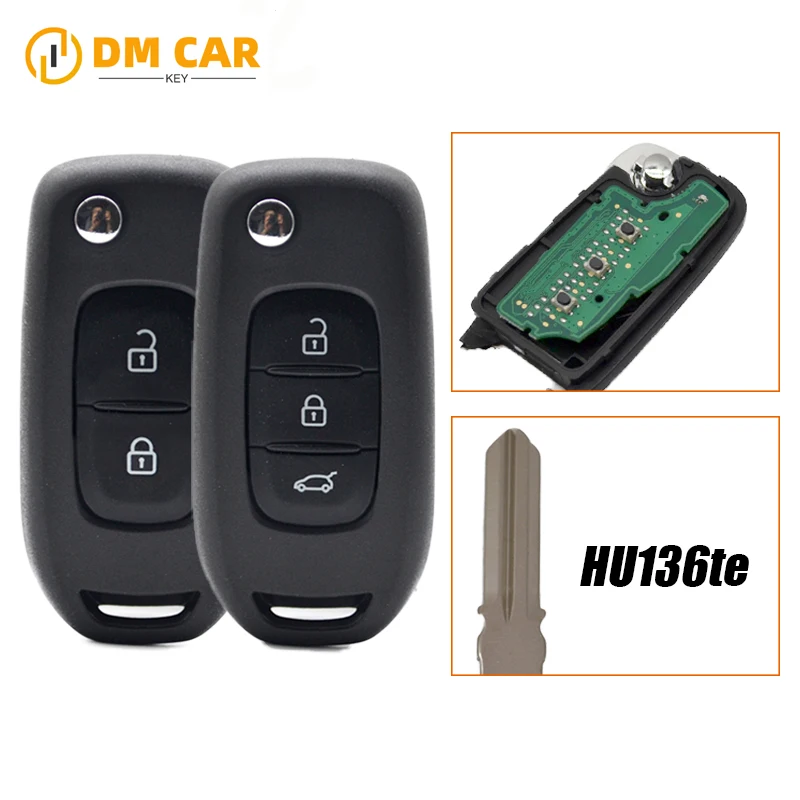 Flip Car Key Fob 2/3buttons 433mhz 4a Chip Pcf7961m For Renault Captur ...