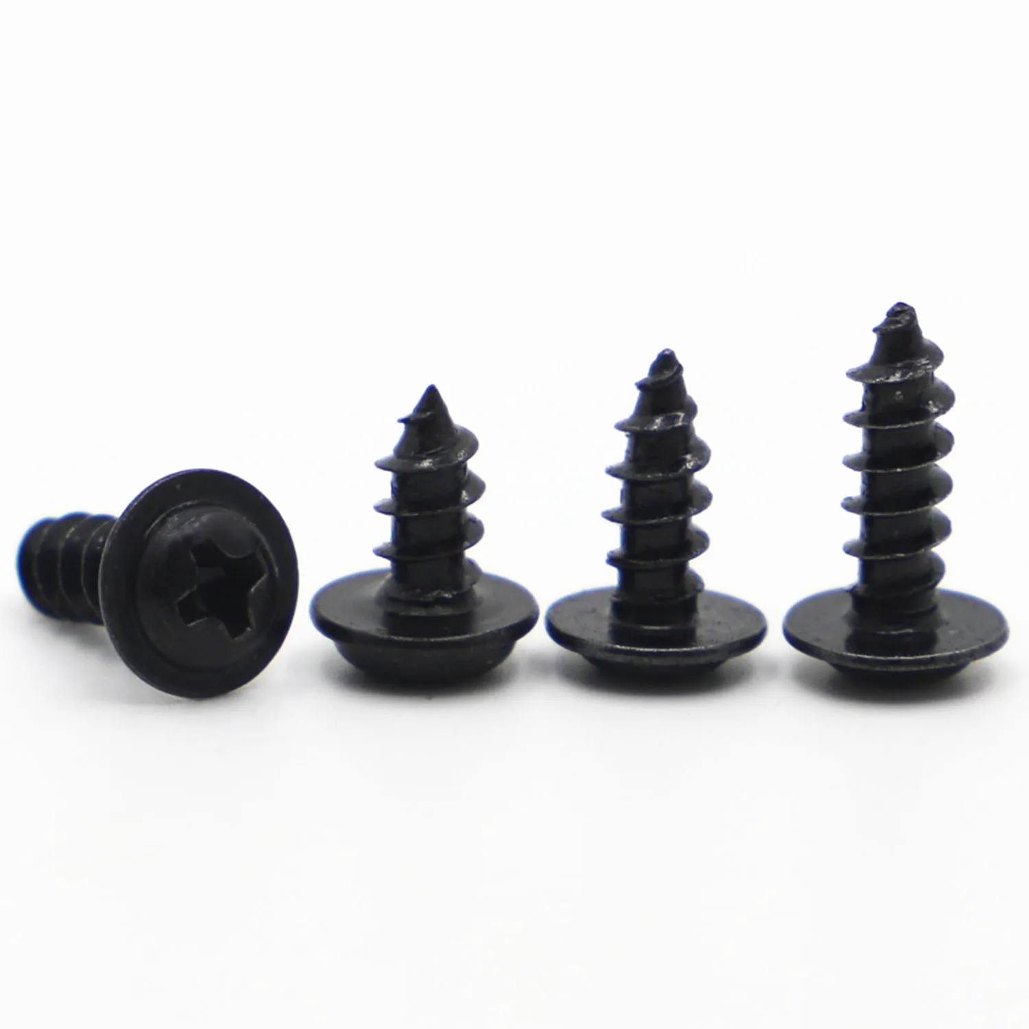 20-100pcs PWA Black Carbon Steel Phillips Round Head Screw M1.4 M1.7 M2 M2.3 M2.6 M3 M4 Self ...