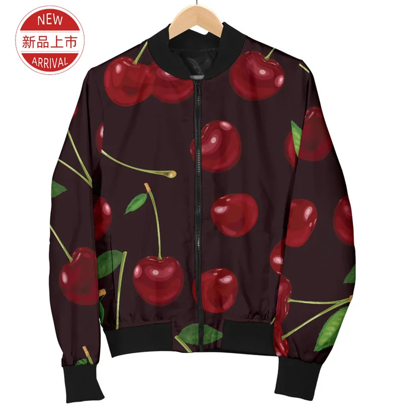 Autumn New Cherry Blossom 3D Printing Jacket Fruit Cherry Graphic ...