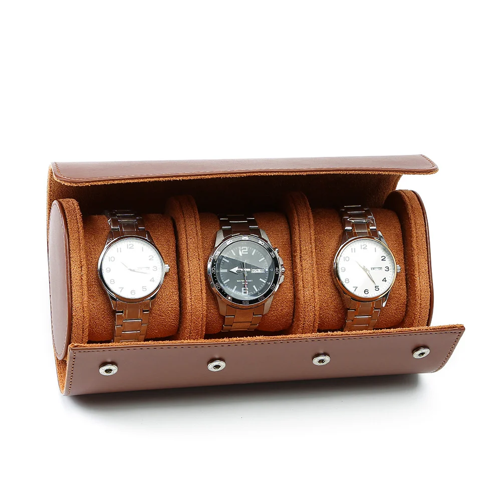 3-Slot-Watch-Roll-Travel-Case-Portable-Vintage-Leather-Watch-Display ...