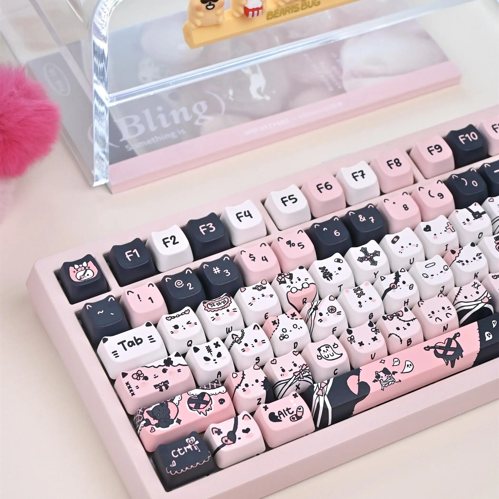 Versatile Meow Keycap MAO Cute Cat Head Hand-drawn Style Keycaps PBT ...