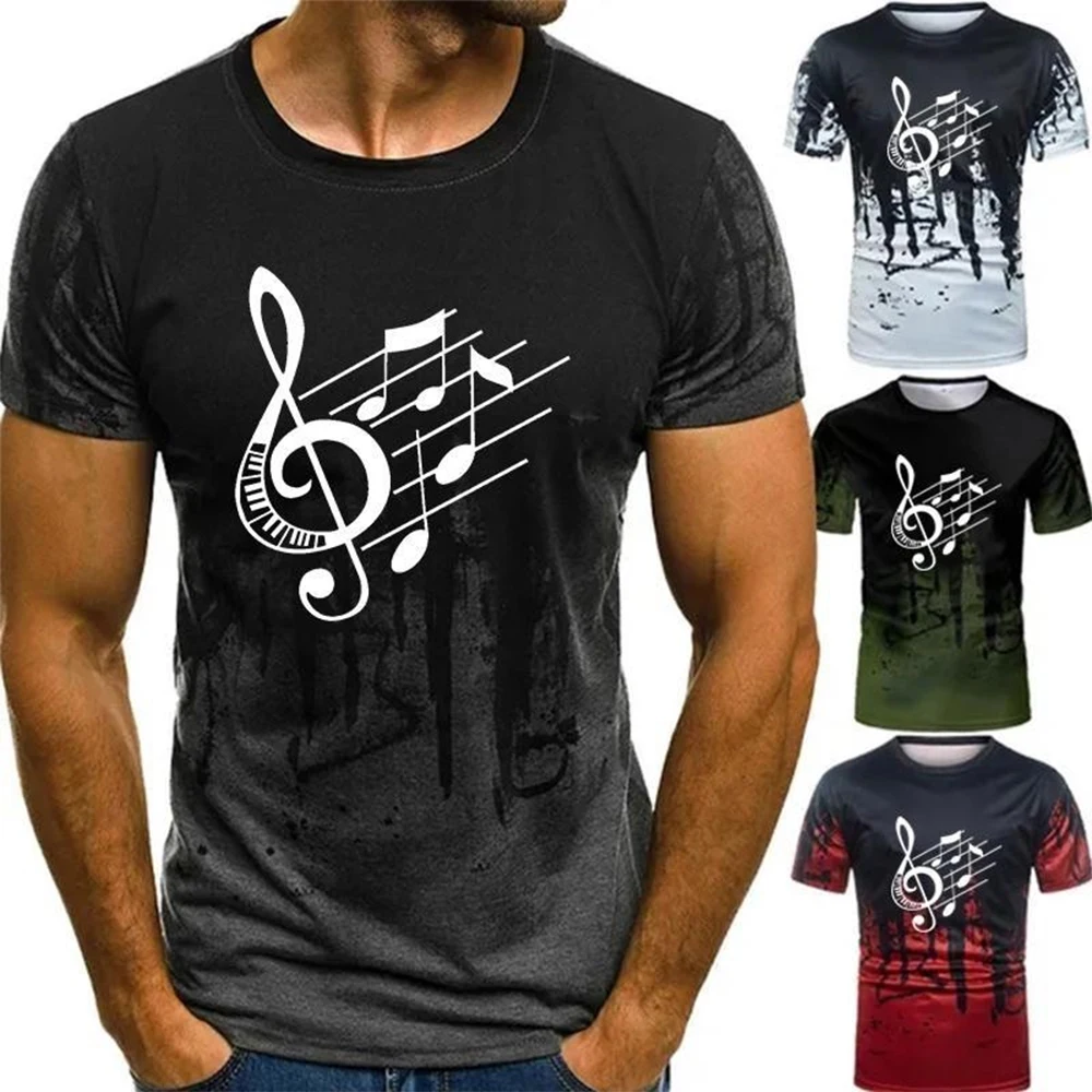 Camiseta con estampado 3D de notas musicales para hombre y mujer ...