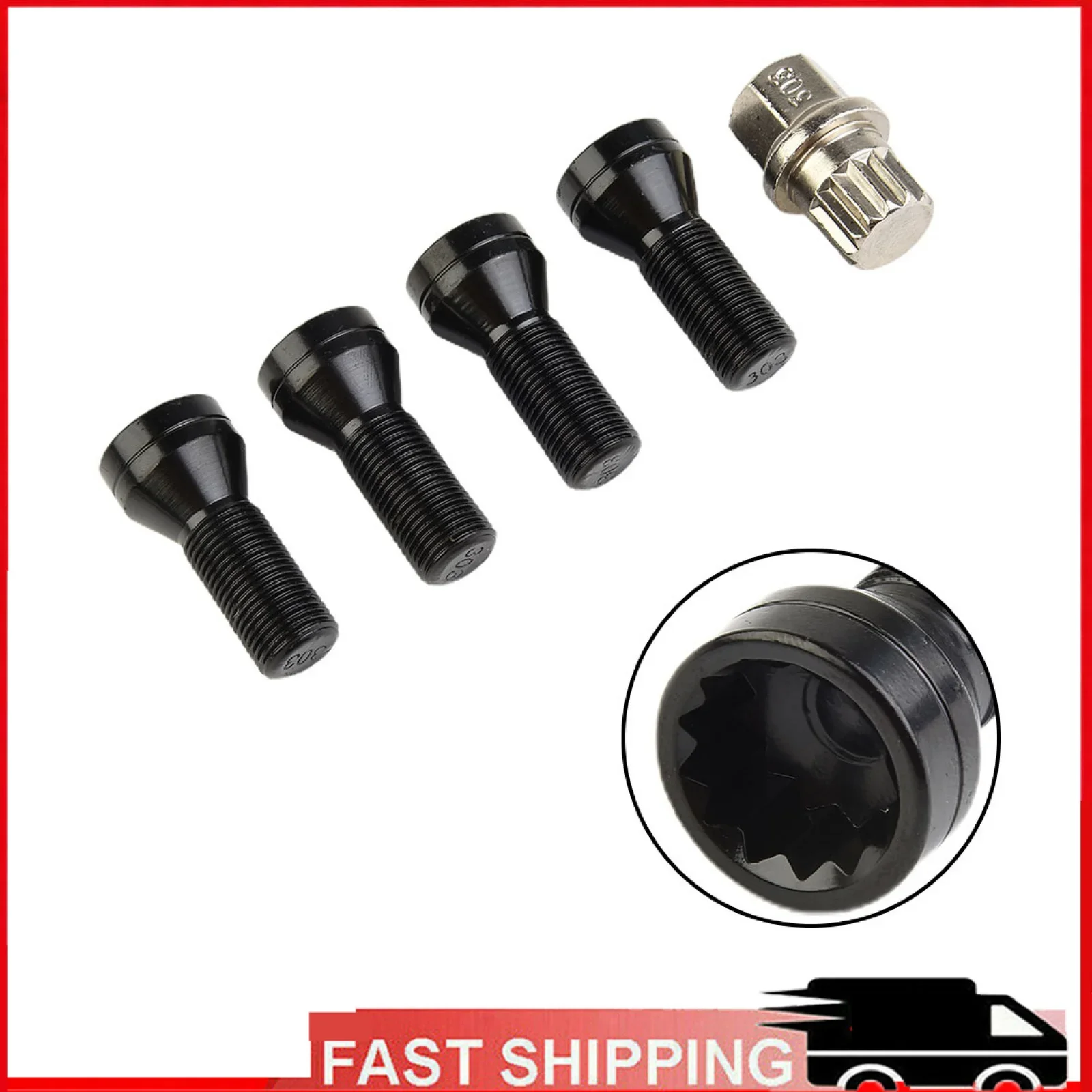 4 Pcs M14*1.25/M12*1.5 Black Alloy Car Wheel Locking Bolts Lug Nuts ...