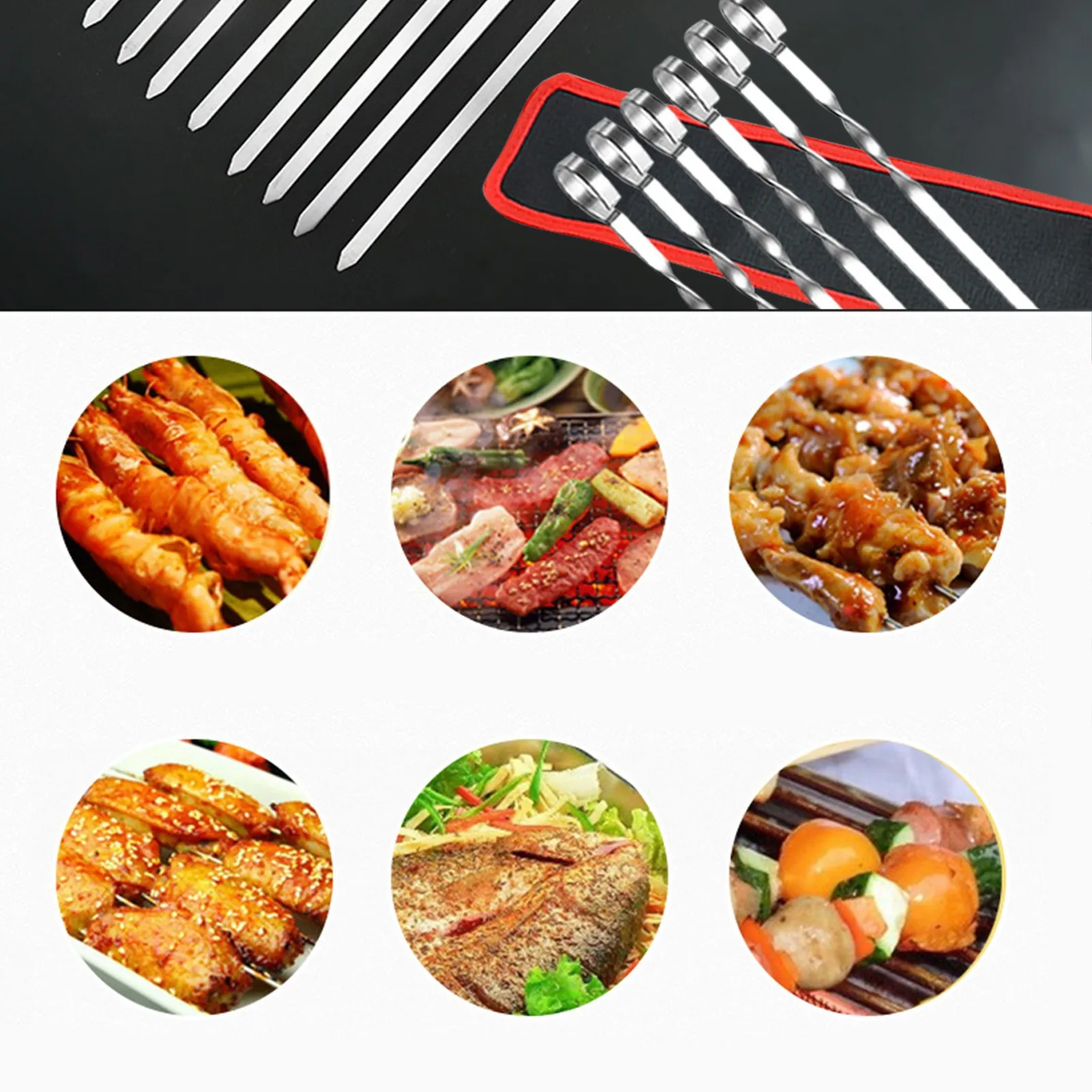 Kabob-Heavy-Reusable-Barbecue-Flat-Steel-Skewers-Duty-Stainless-Skewer ...