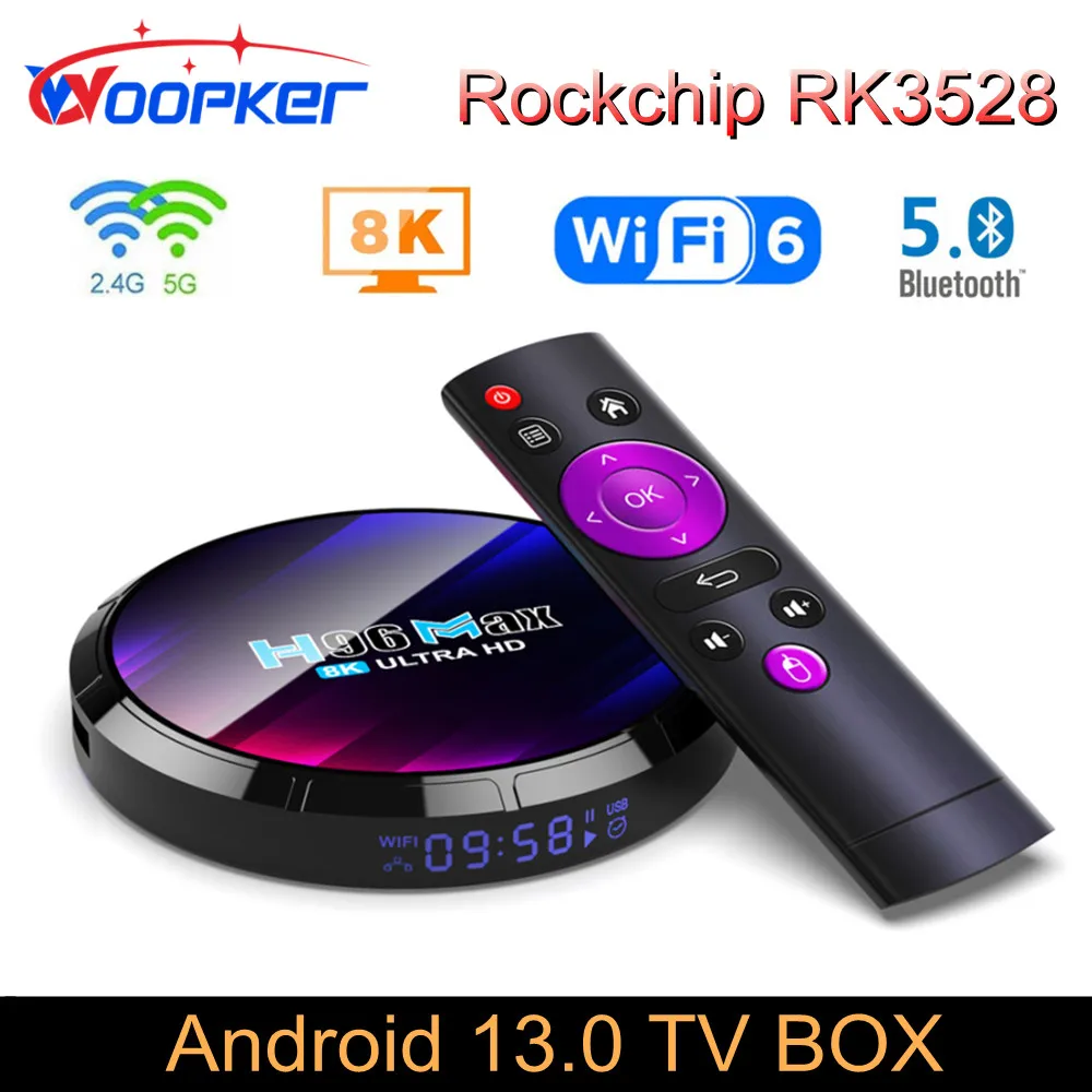 Woopker 2023 글로벌 미디어 플레이어 셋톱 박스 수신기, 안드로이드 13 TV 박스, H96 MAX RK3528, 4G ...