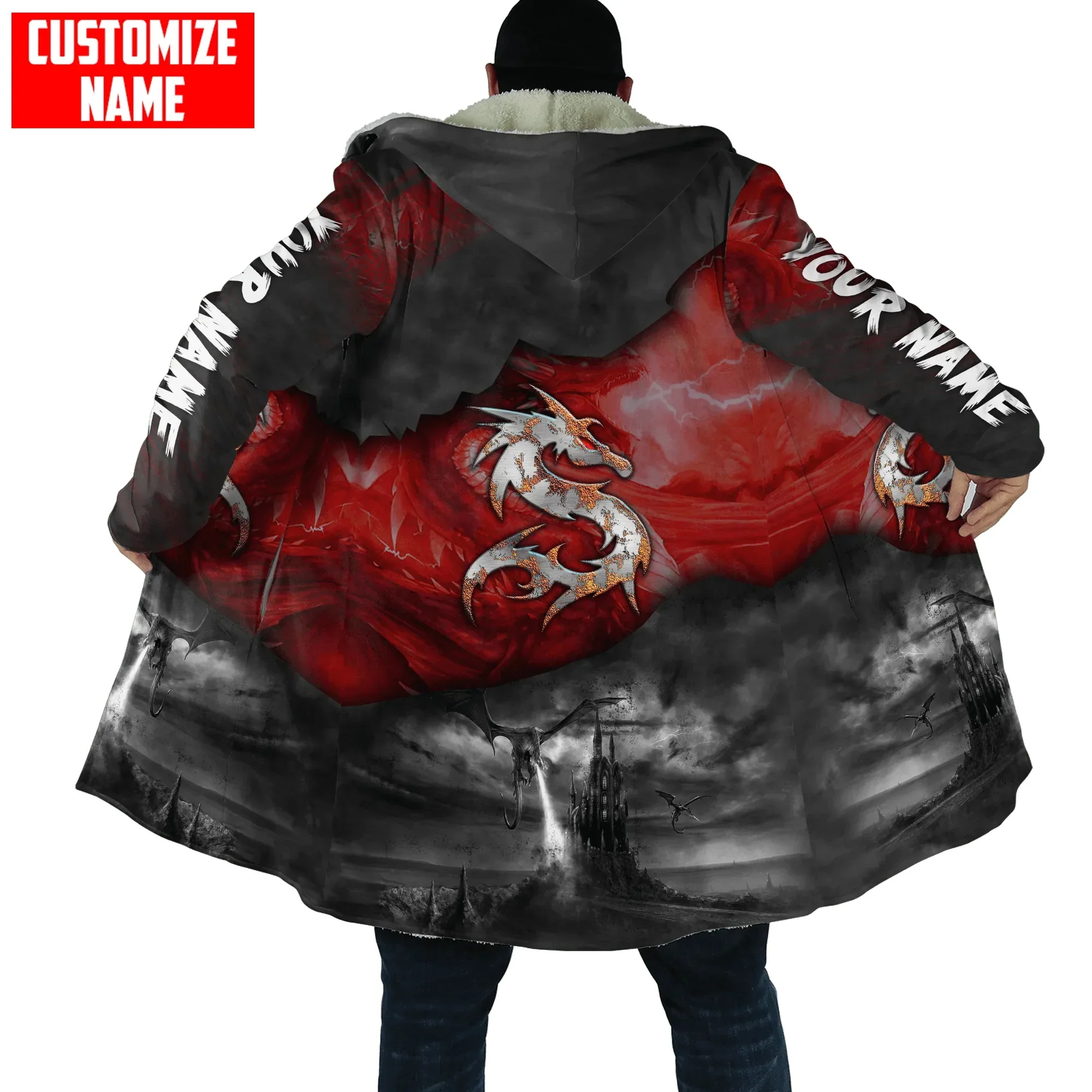 New-Men-s-Fashion-Winter-Hooded-Cloak-Custom-Name-Dragon-Tattoo-3D ...