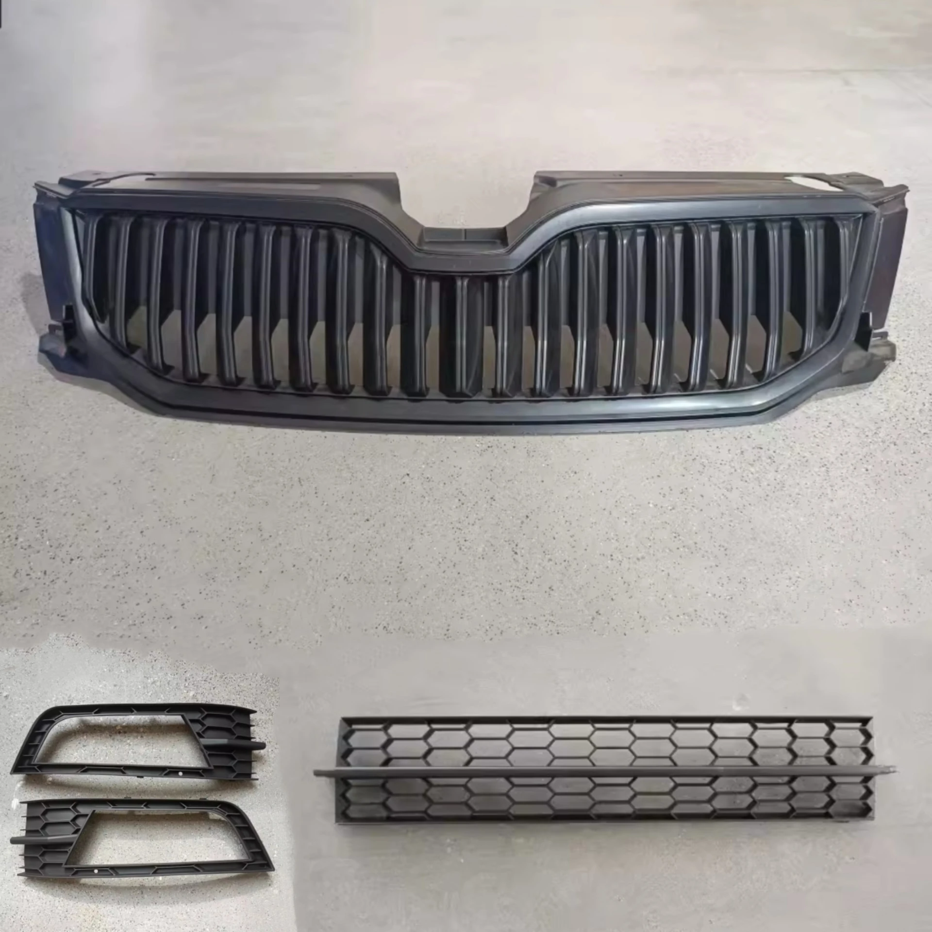 Black-Top-Grille-Bottom-Radiator-Grill-Fog-Lamp-Frame-for-Skoda-Octavia ...