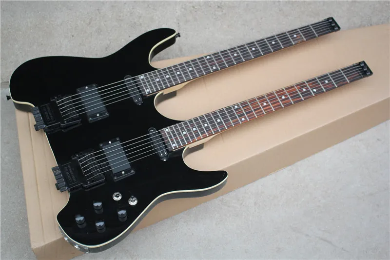 New-black-headless-double-neck-electric-guitar-12-strings-plus-12 ...