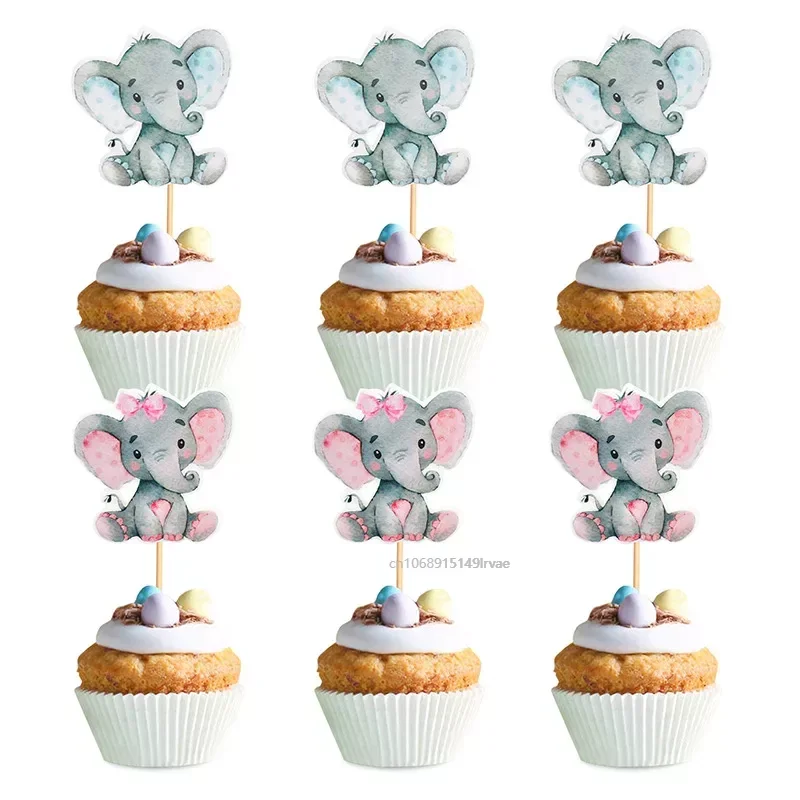 Topper-de-elefante-azul-y-rosa-para-cupcakes-decoraci-n-para-tartas-de ...