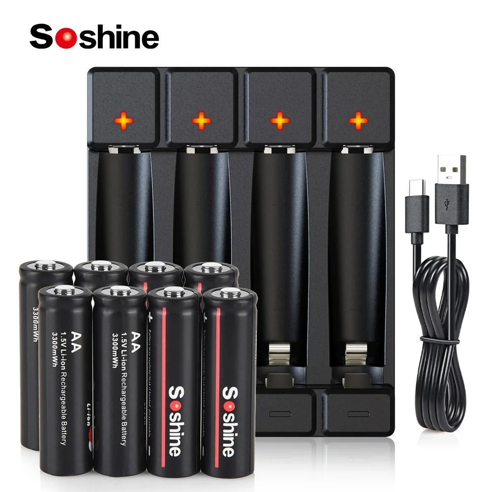 Soshine 1.5V AA Lithium Rechargeable Battery 1.5V Lithium Li-ion ...