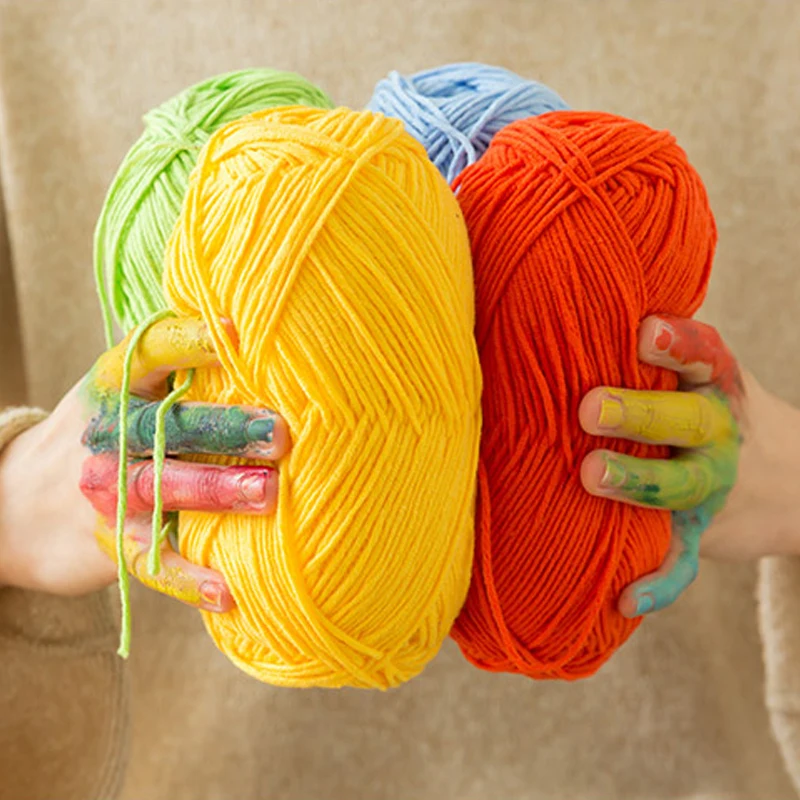 Susan's Family 100g/roll 5-plys Combed Cotton Milk Hand-knitted Doll ...