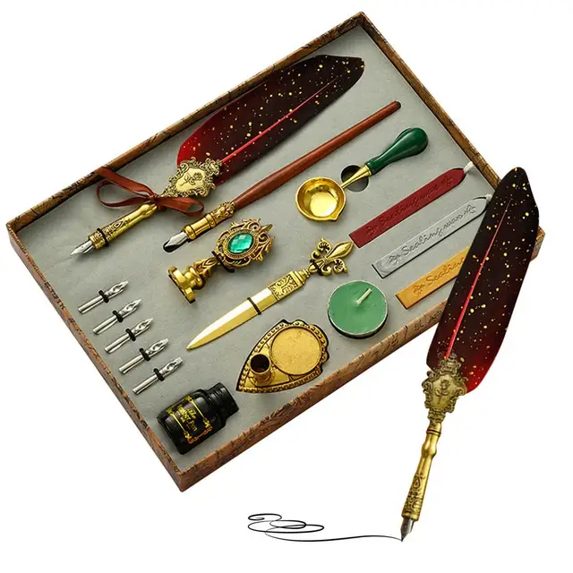 Juego De Tintero Y Pluma Antiguos Compra Pluma Pluma Inmersión Pluma