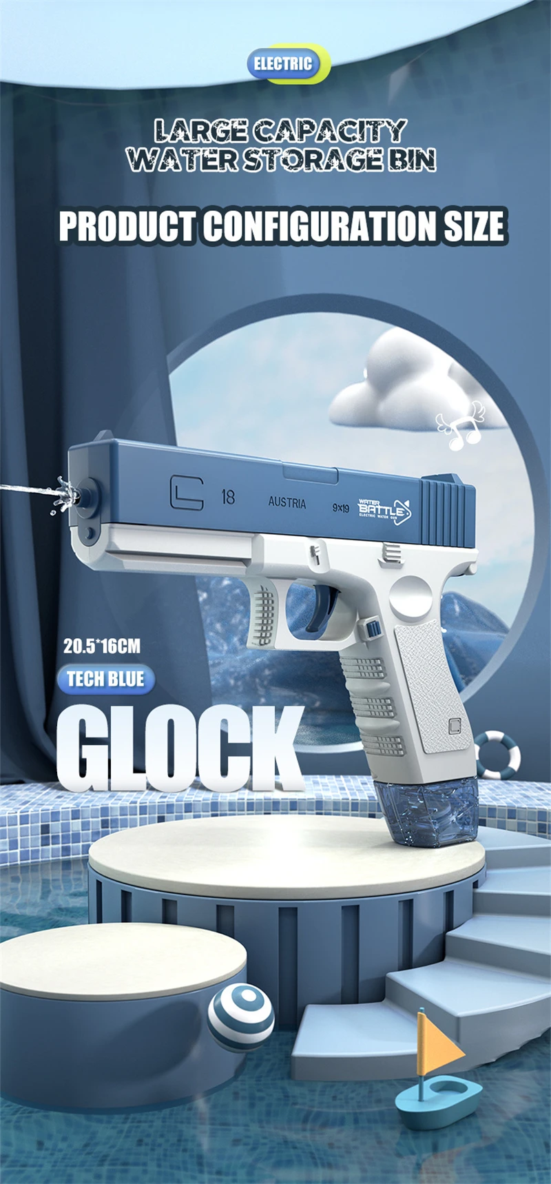Blue-M416 - Pistolet à eau haute pression M416 pour enfants et adultes ...