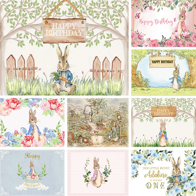Peter-Rabbit-Backdrop-Vegetable-Garden-Farm-Bunny-Baby-Girl-Birthday ...