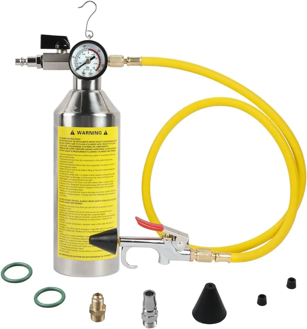 AC Flush Kit, Car Air Conditioner System Clean Canister Flushing Tool ...