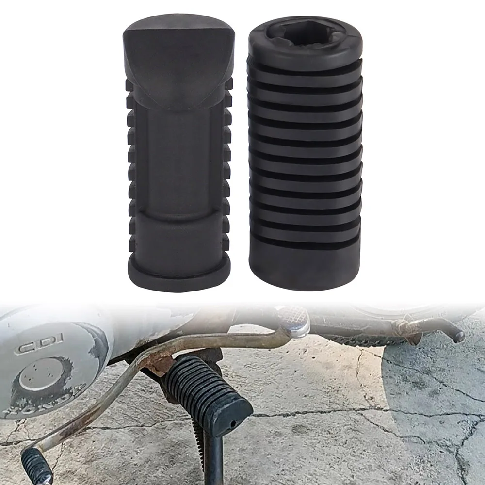 2PCS-Black-Motorcycle-Foot-Pegs-Rubber-Foot-Pedal-Cover-Footrest-Pad ...