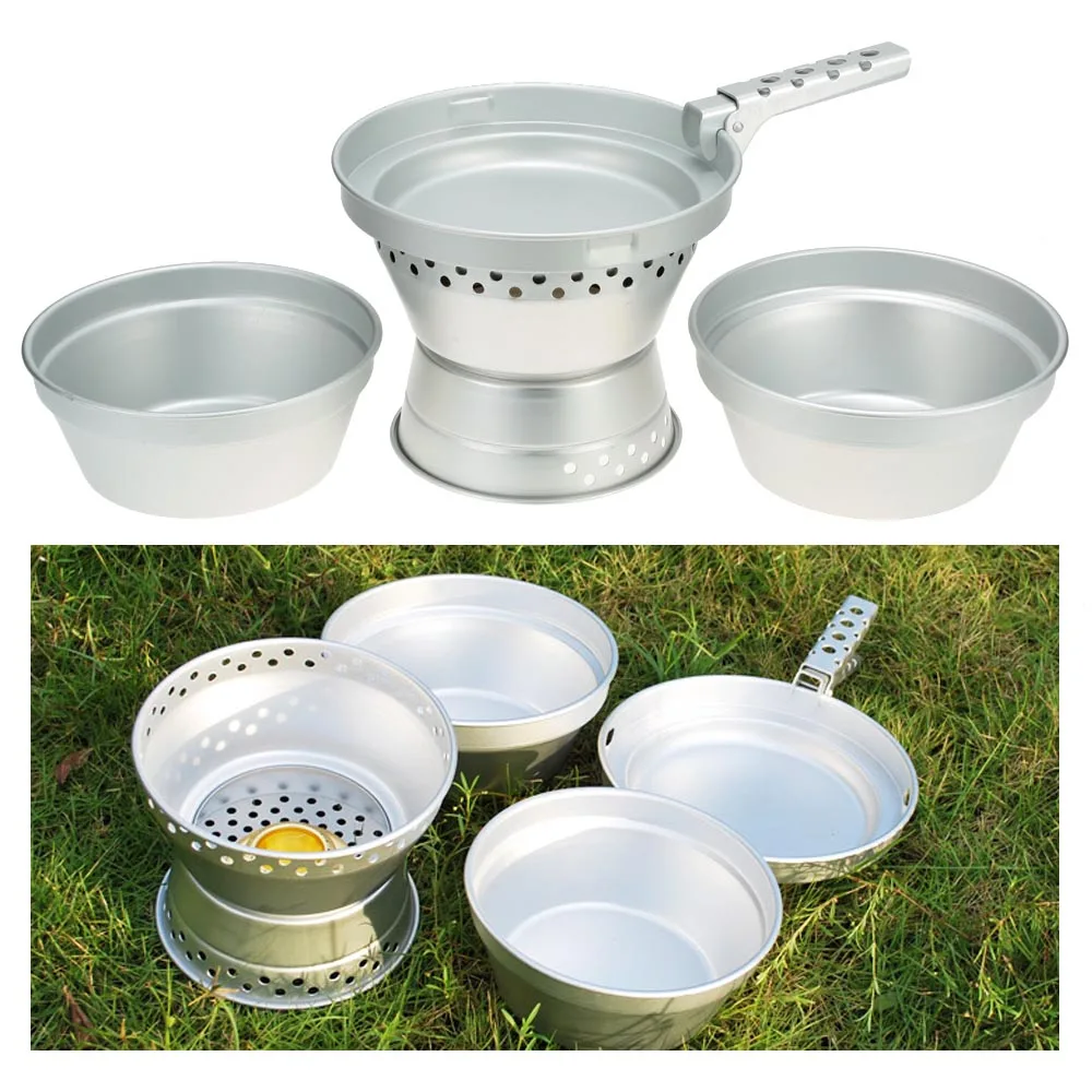 Portable-Camping-Cookware-Mess-Kit-Alcohol-Stove-Spirit-Burner-with ...