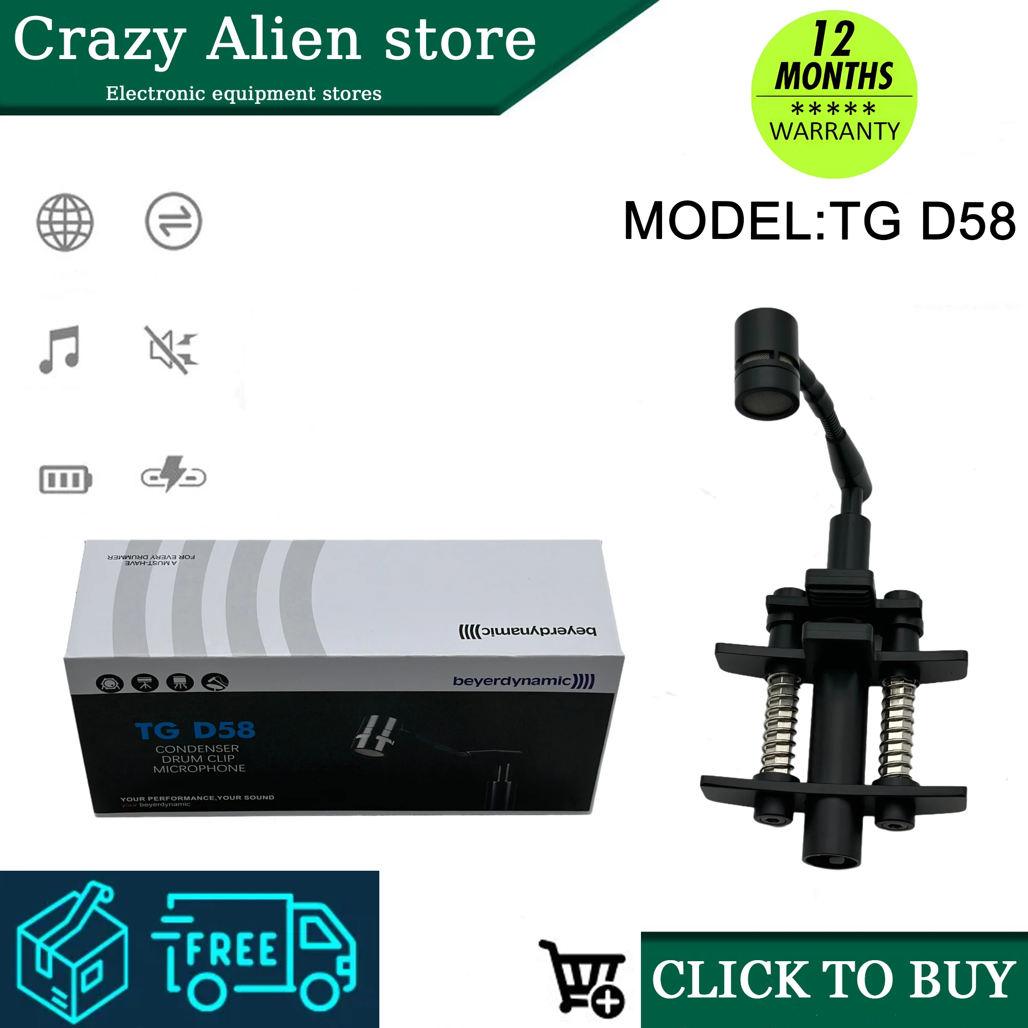 Beyerdynamic-Clip-On-microfone-cardi-ide-TG-D58-condensador-para ...