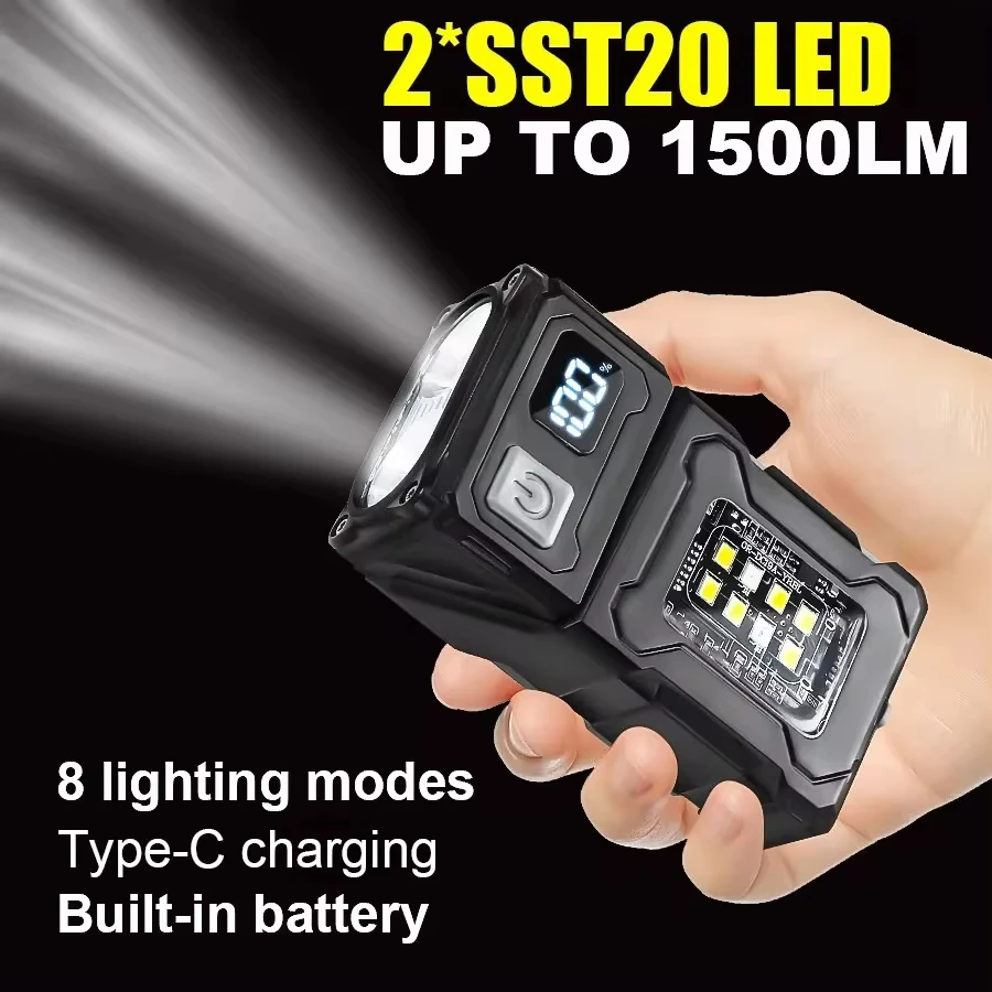 Multi-function-Mini-LED-COB-Flashlight-Dual-Light-Source-Super-Bright ...