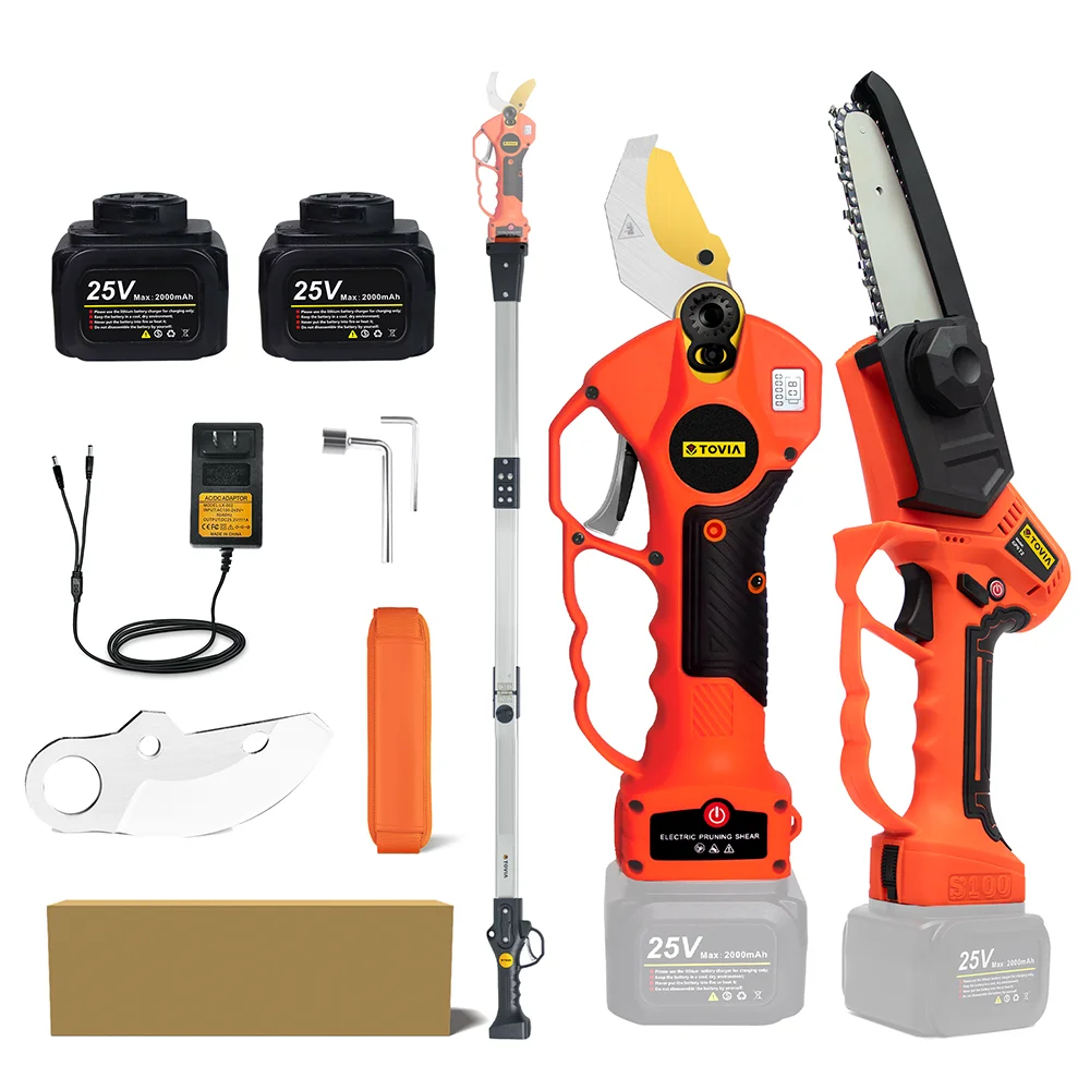 25v Cordless Pruner 40mm Electric Pruning Shear With Reach Extension ...