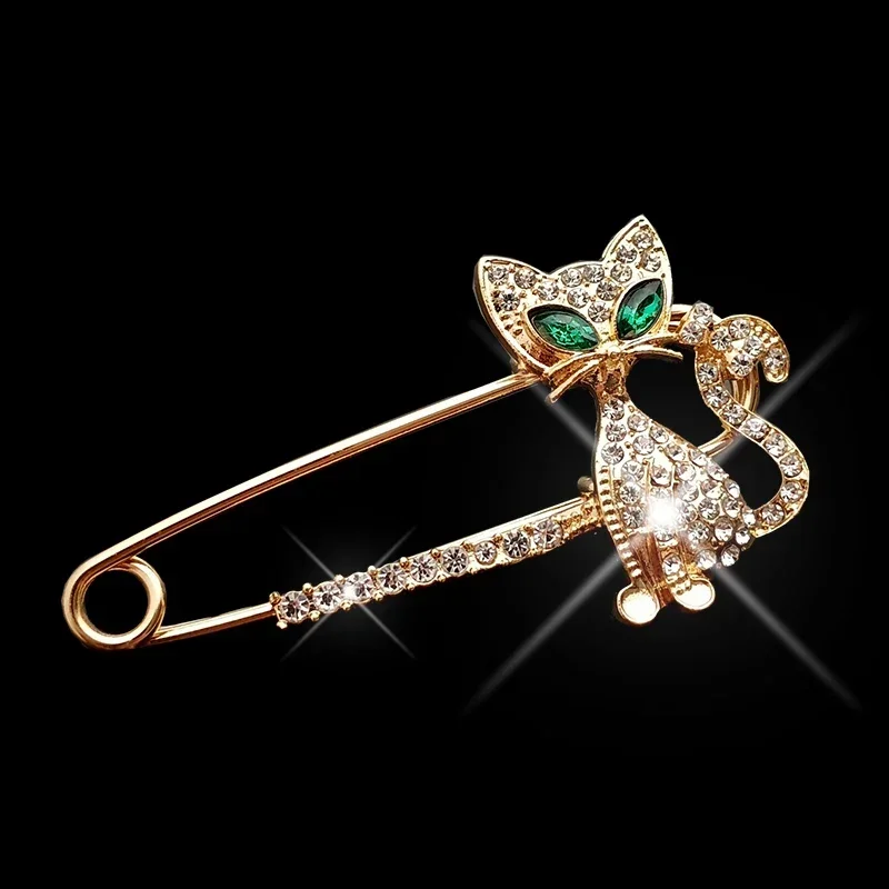 Large-Safety-Pin-Up-Jewelry-for-Women-Alloy-Crytal-Lovely-Cats-Clips ...