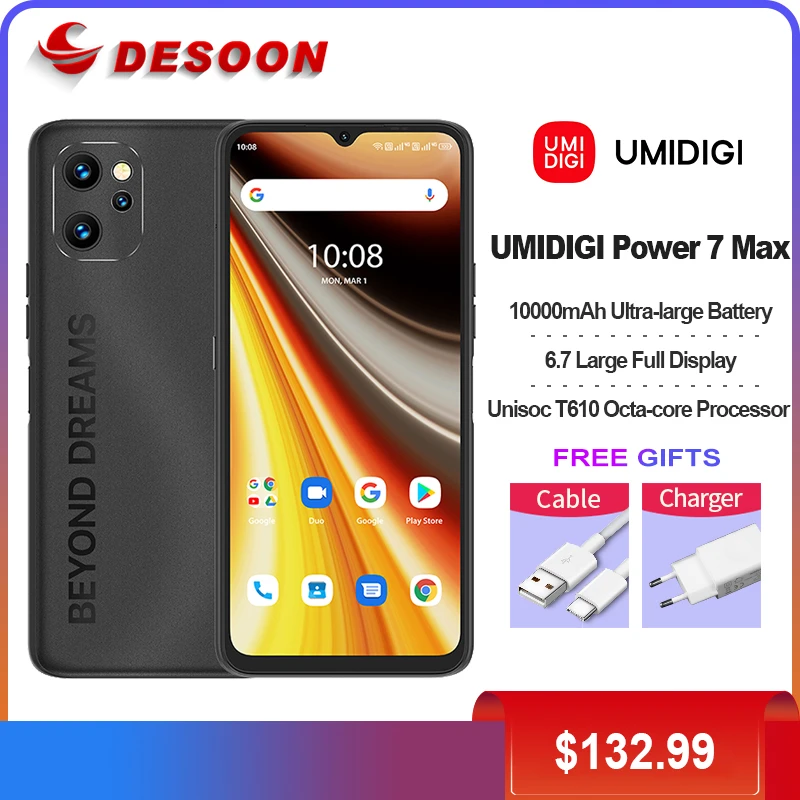 UMIDIGI Power 7 Max Smartphone, Android 11, 10000mAh, Unisoc, T610, 6GB ...