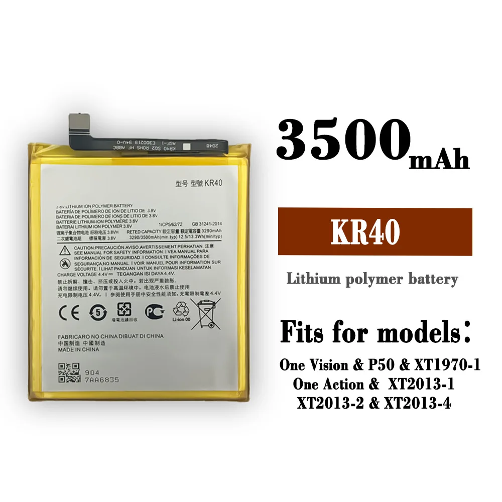 New-3500mAh-KR40-Mobile-Phone-Replacement-Battery-For-Motorola-Moto-One ...