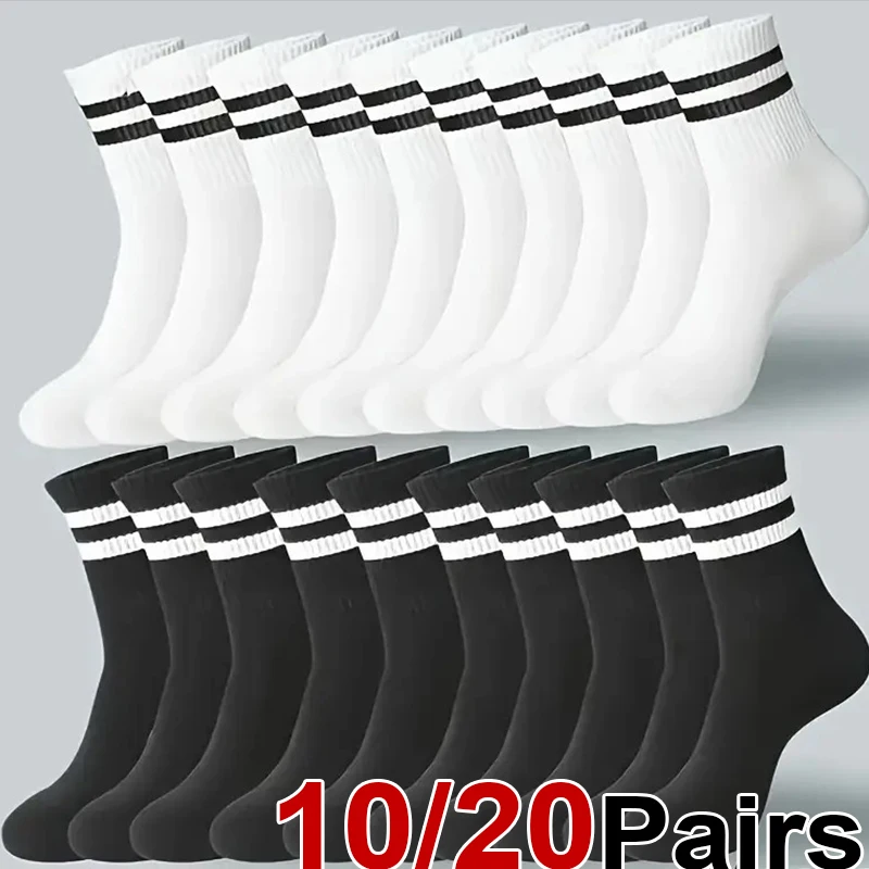 10/20 Pairs Men Women Striped Round Neck Socks Spring Autumn Breathable ...