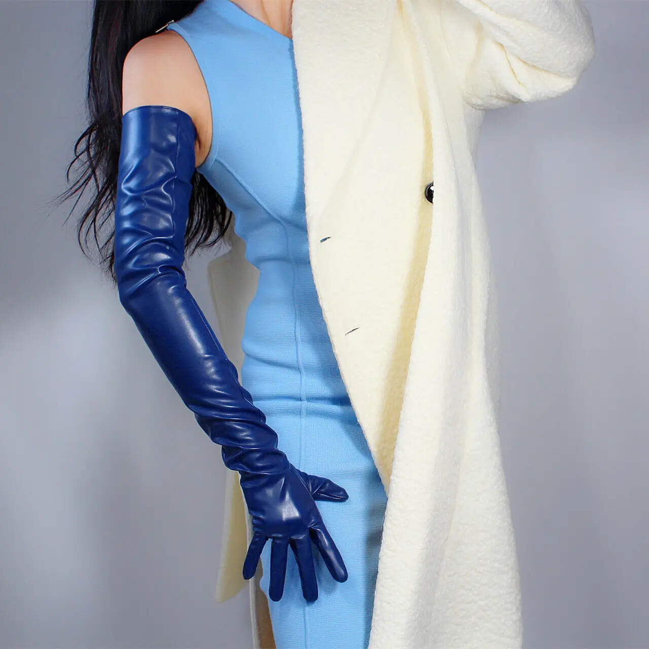 EXTRA LONG FASHION GLOVES Faux Leather Sheepskin PU 28" 70cm Evening ...