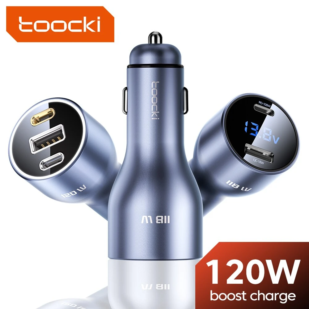 Toocki 120w Car Charger Type C Usb Fast Charging Pd3.0 Car Charger For ...