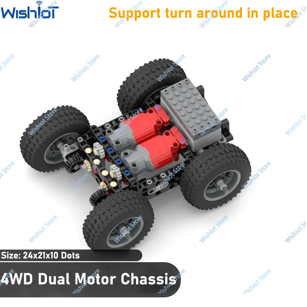 MOC 4 Wheels Drive Tech Car Chassis Off-road Frame Turn Around L Motor ...
