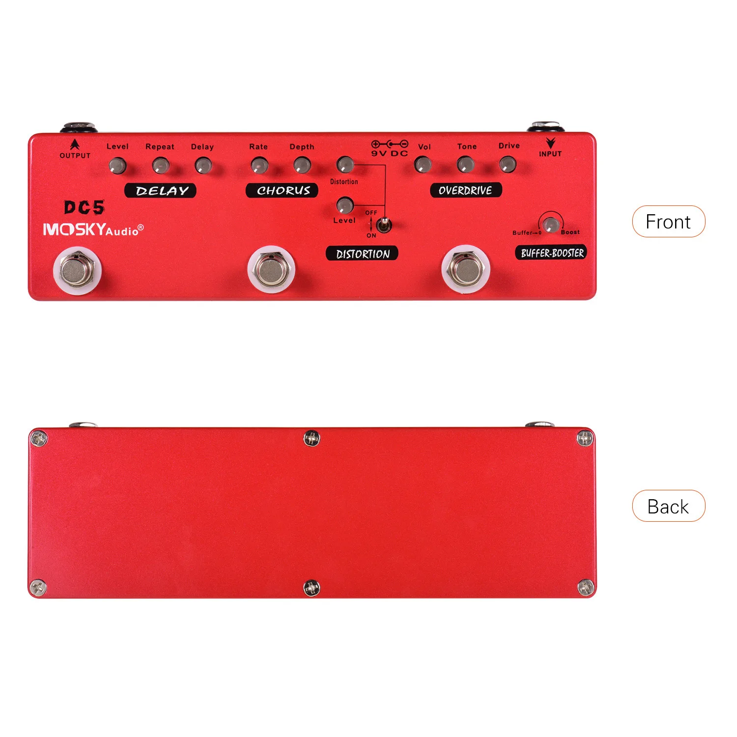MOSKY DC5 6-in-1 Guitar Multi-Effect Pedal Booster Buffer Delay Chorus ...