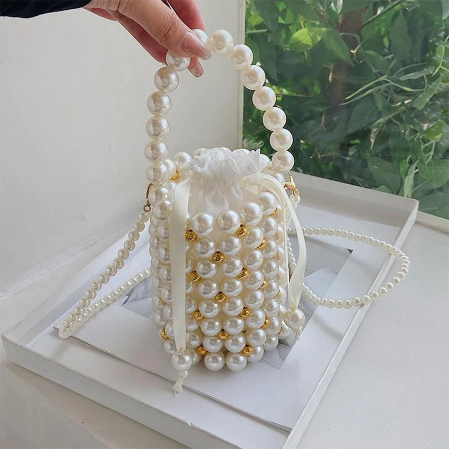 Hand-Woven-Pearl-Evening-Bags-for-Women-Bucket-Bags-Luxury-Small-Beaded ...