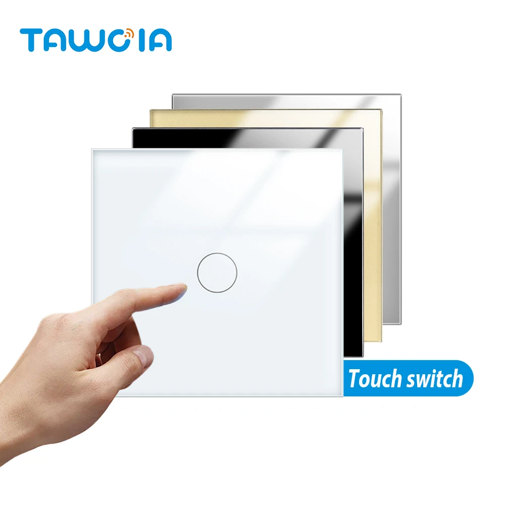 TAWOIA Touch Switch 1/2/3 Gang 1 Way Light Touch Switch With Glass ...