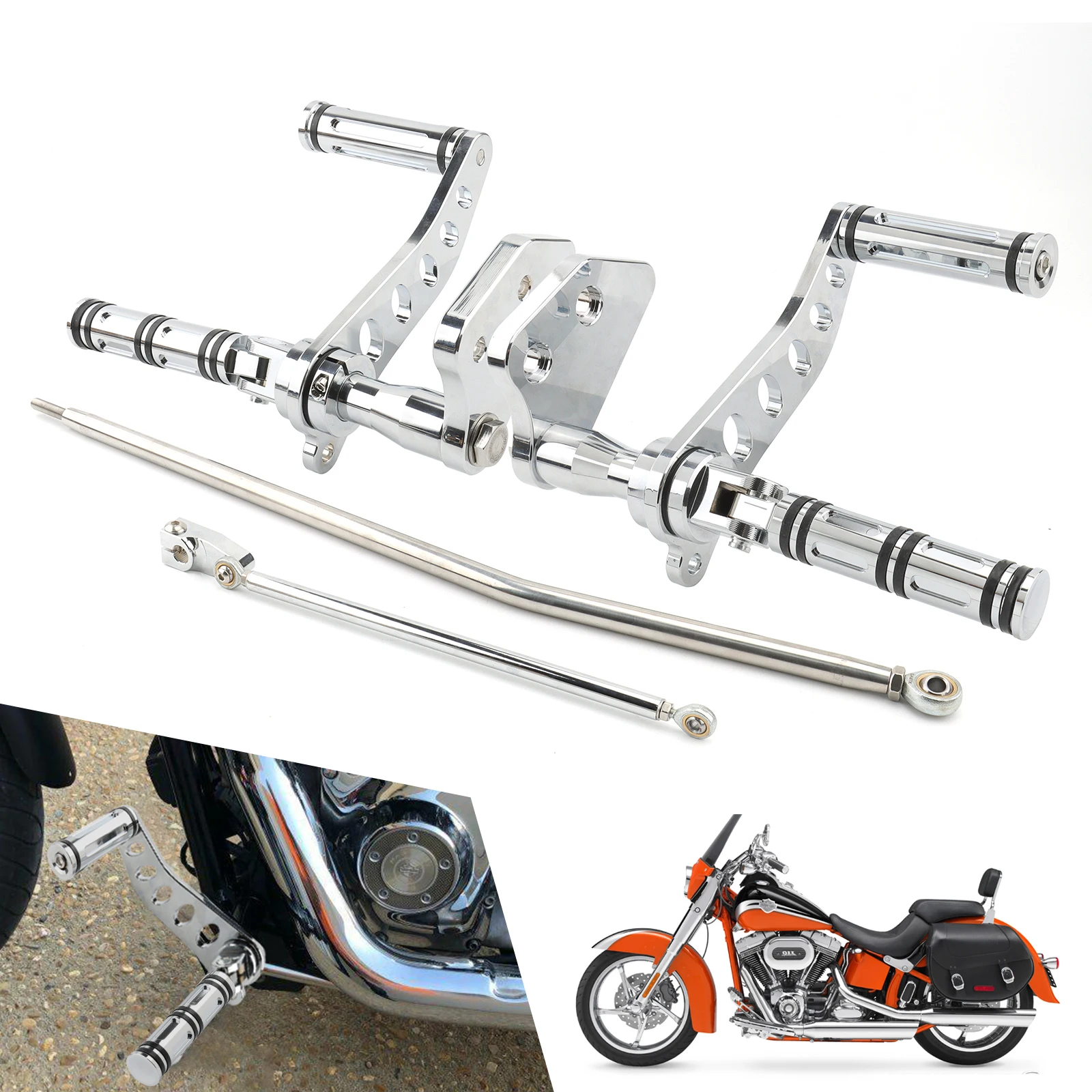 Chrome-Forward-Controls-Foot-Pegs-Levers-For-Harley-Dyna-Street-Bob ...